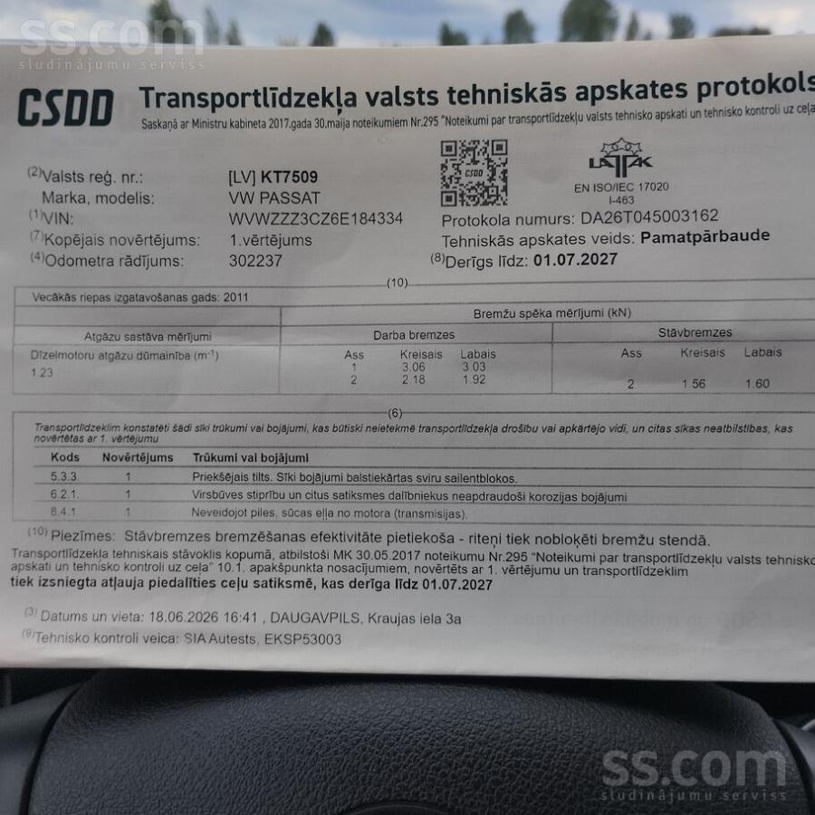 Melns Volkswagen Passat B6 2006 Daugavpils, ar dzinēja tilpumu 1.90 L un nobraukumu 302 tūkst. km par 2700 €, foto 8 vietnē AUTOMOTO.COM.LV