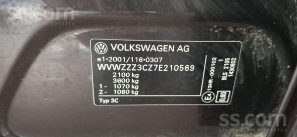 Black Volkswagen Passat B6 2007 in Daugavpils, with an engine capacity of 1.90 L and mileage of 390 thousand km for 1490 €, photo 10 on AUTOMOTO.COM.LV