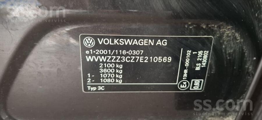 Black Volkswagen Passat B6 2007 in Daugavpils, with an engine capacity of 1.90 L and mileage of 390 thousand km for 1490 €, photo 11 on AUTOMOTO.COM.LV