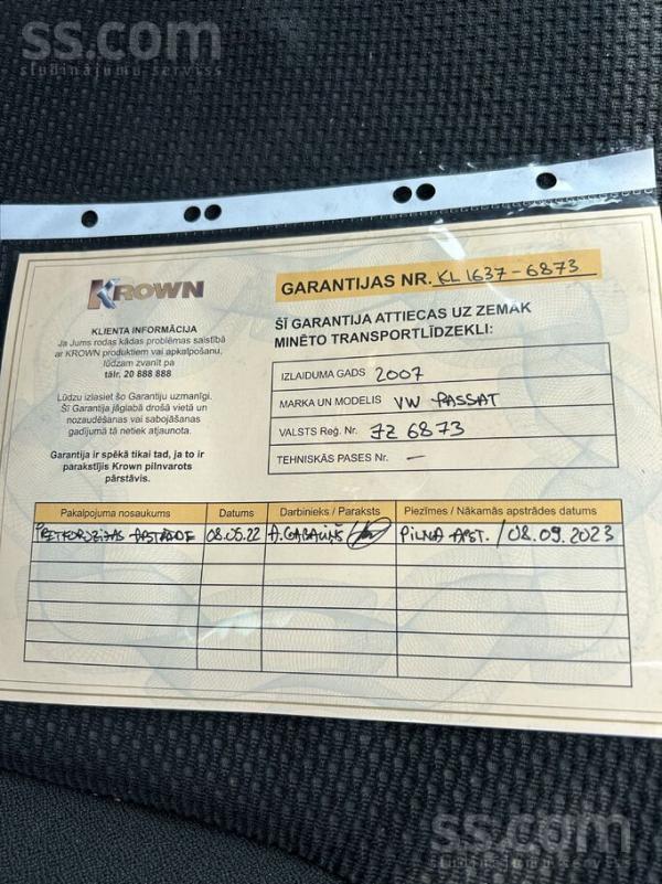 Pelēks Volkswagen Passat B6 2007 Liepāja, ar dzinēja tilpumu 2.00 L un nobraukumu 230 tūkst. km par 1450 €, foto 9 vietnē AUTOMOTO.COM.LV