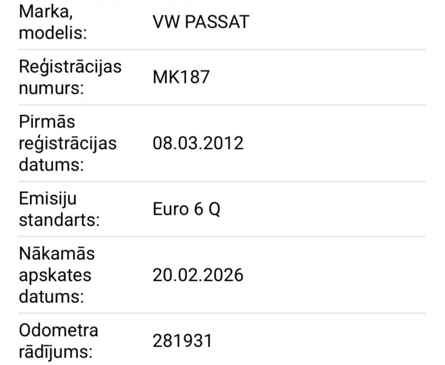Black Volkswagen Passat B7 2012 in Riga, with an engine capacity of 2.00 L and mileage of 284 thousand km for 4990 €, photo 29 on AUTOMOTO.COM.LV