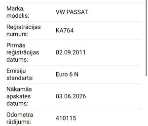Pelēks Volkswagen Passat B7 2011 Rīga, ar dzinēja tilpumu 2.00 L un nobraukumu 411 tūkst. km par 3790 €, foto 33 vietnē AUTOMOTO.COM.LV