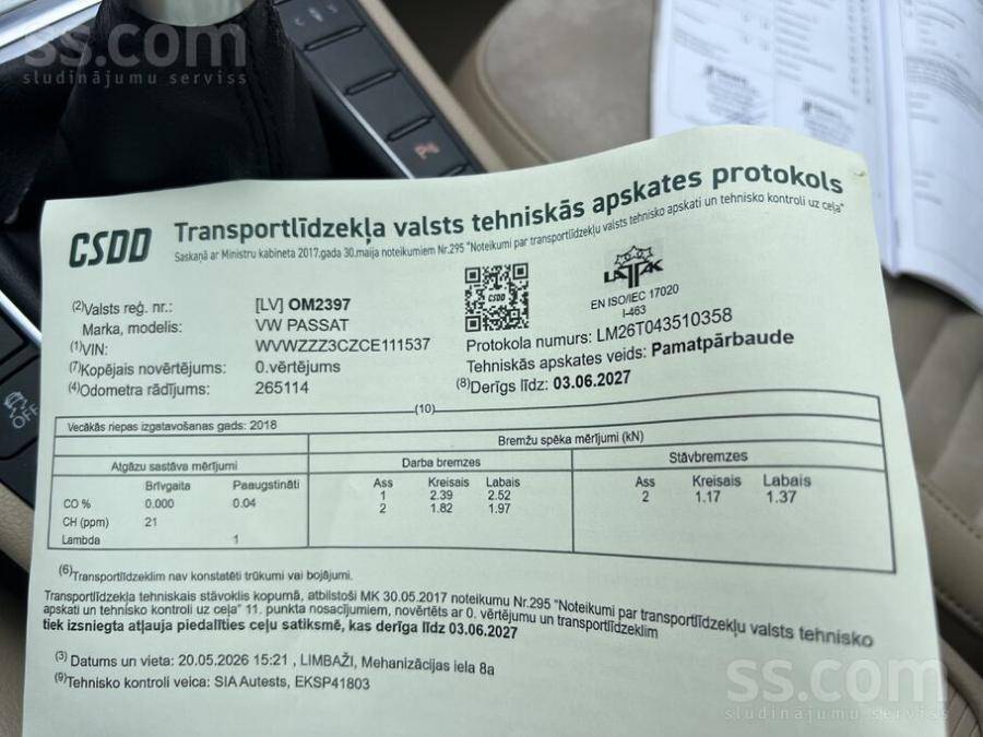 Pelēks Volkswagen Passat B7 2012 Limbaži, ar dzinēja tilpumu 2.00 L un nobraukumu 265 tūkst. km par 6750 €, foto 29 vietnē AUTOMOTO.COM.LV