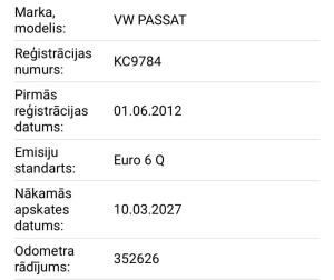 Серый Фольксваген Пассат Б7 2012 в Рига, объемом двигателя 3.00 л и пробегом 353 тыс. км за 3490 €, фото 29 на AUTOMOTO.COM.LV