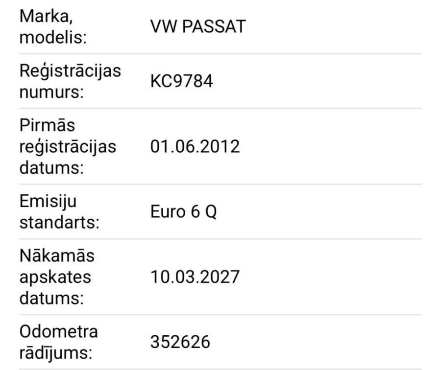 Серый Фольксваген Пассат Б7 2012 в Рига, объемом двигателя 3.00 л и пробегом 353 тыс. км за 3490 €, фото 29 на AUTOMOTO.COM.LV