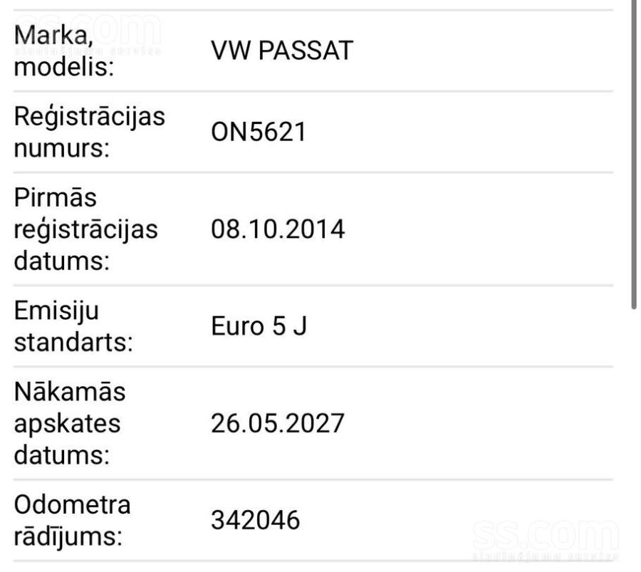 Серый Фольксваген Пассат Б7 2014 в Рига, объемом двигателя 2.00 л и пробегом 346 тыс. км за 3990 €, фото 30 на AUTOMOTO.COM.LV