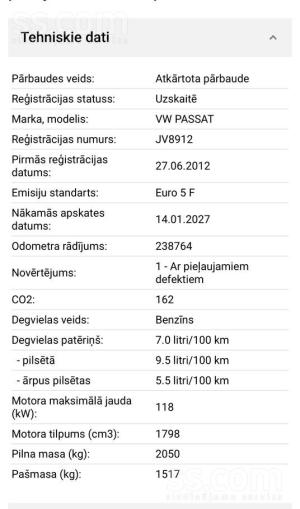 Фольксваген Пассат Б7 2012 в Рига, объемом двигателя 1.80 л и пробегом 242 тыс. км за 4800 €, фото 9 на AUTOMOTO.COM.LV