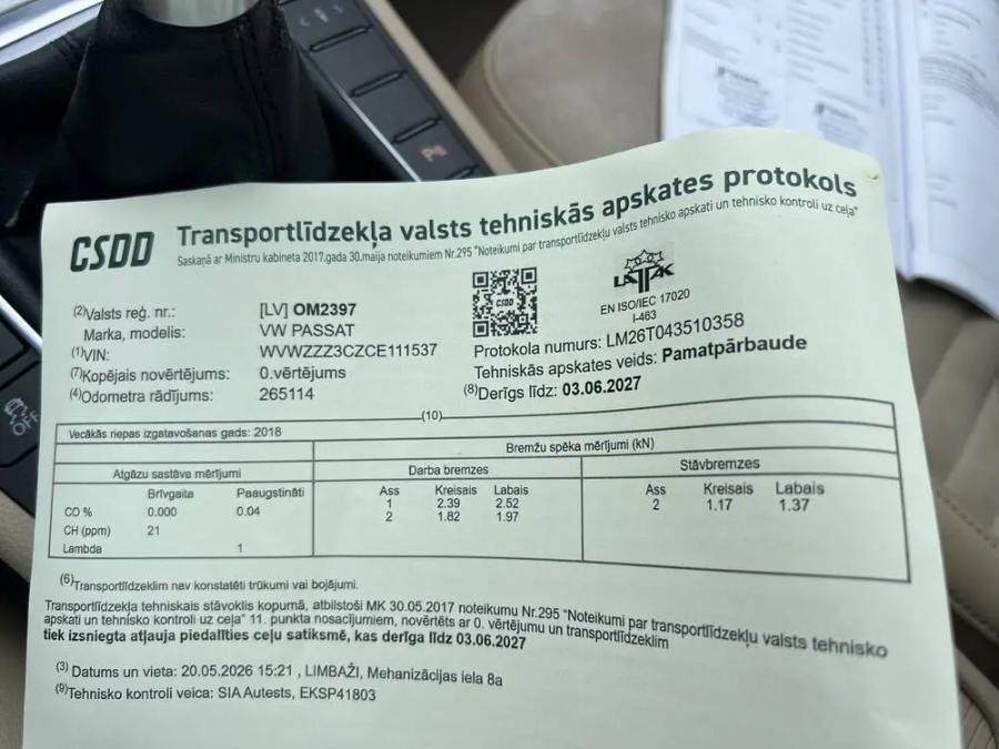 Фольксваген Пассат Б7 2012 в Рига, объемом двигателя 2.00 л и пробегом 265 тыс. км за 6750 €, фото 29 на AUTOMOTO.COM.LV