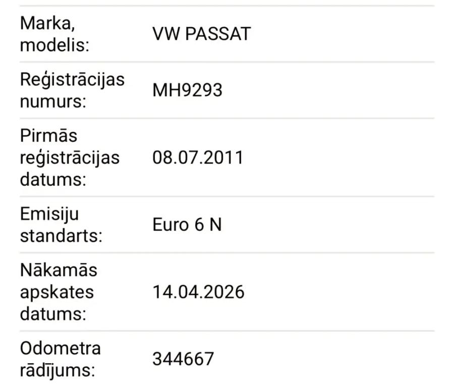 White Volkswagen Passat B7 2011 in Riga, with an engine capacity of 2.00 L and mileage of 345 thousand km for 4190 €, photo 28 on AUTOMOTO.COM.LV