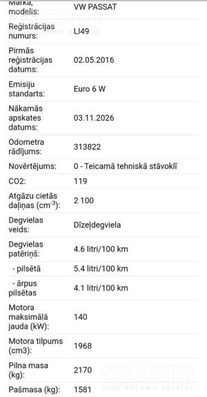 Melns Volkswagen Passat B8 2016 Valmiera, ar dzinēja tilpumu 2.00 L un nobraukumu 314 tūkst. km par 9700 €, foto 21 vietnē AUTOMOTO.COM.LV