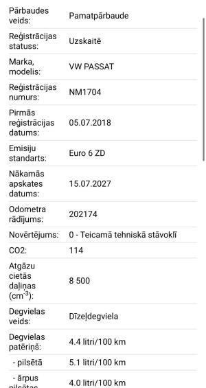 Grey Volkswagen Passat B8 2018 in Riga, with an engine capacity of 2.00 L and mileage of 217 thousand km for 14500 €, photo 33 on AUTOMOTO.COM.LV