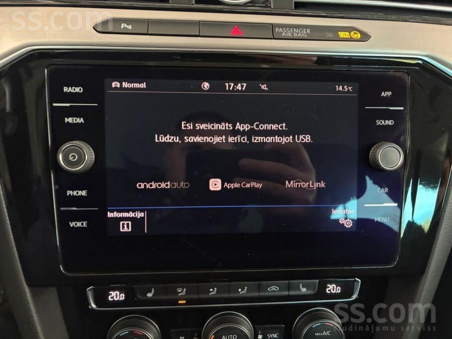 Grey Volkswagen Passat B8 2019 in Riga, with an engine capacity of 2.00 L and mileage of 214 thousand km for 13590 €, photo 15 on AUTOMOTO.COM.LV