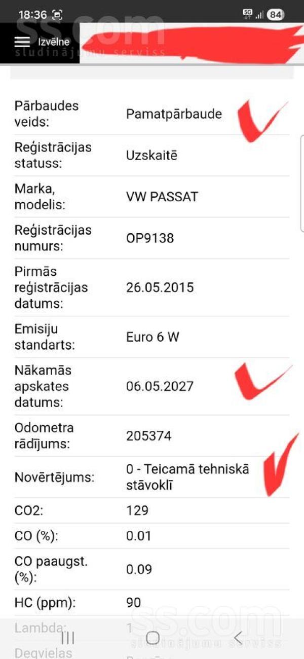 Красный Фольксваген Пассат Б8 2015 в Рига, объемом двигателя 1.80 л и пробегом 213 тыс. км за 9990 €, фото 10 на AUTOMOTO.COM.LV