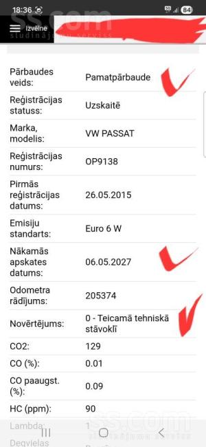 Красный Фольксваген Пассат Б8 2015 в Рига, объемом двигателя 1.80 л и пробегом 213 тыс. км за 9990 €, фото 10 на AUTOMOTO.COM.LV