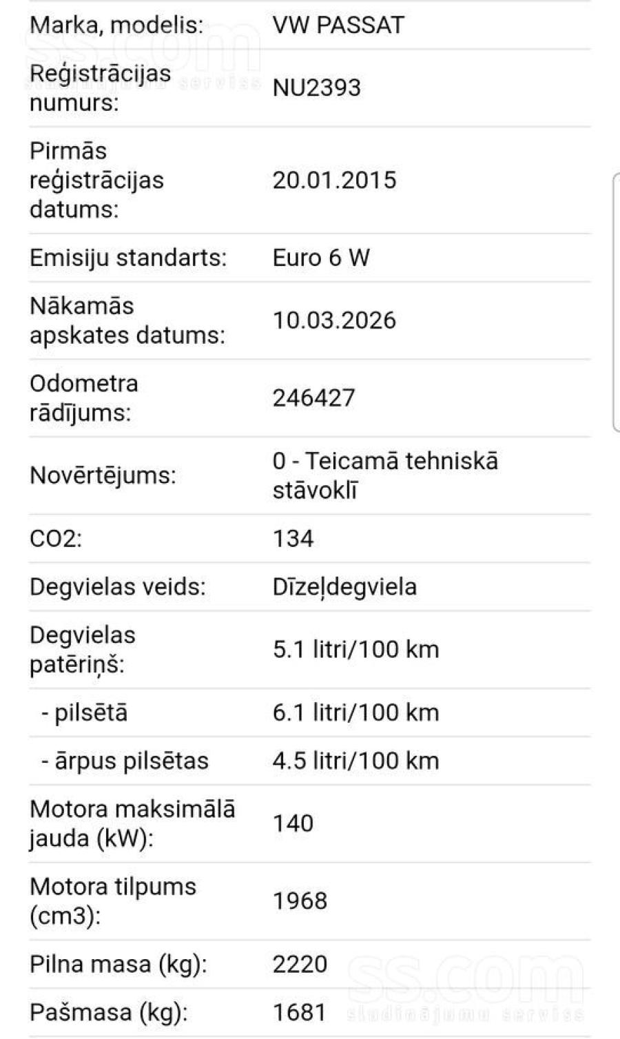 Белый Фольксваген Пассат Б8 2015 в Цесис, объемом двигателя 2.00 л и пробегом 247 тыс. км за 11750 €, фото 22 на AUTOMOTO.COM.LV