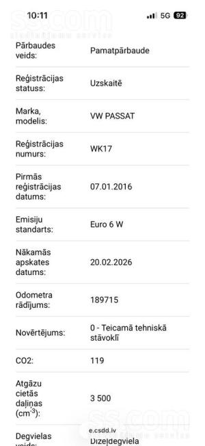 Balts Volkswagen Passat B8 2016 Gulbene, ar dzinēja tilpumu 2.00 L un nobraukumu 207 tūkst. km par 16200 €, foto 19 vietnē AUTOMOTO.COM.LV