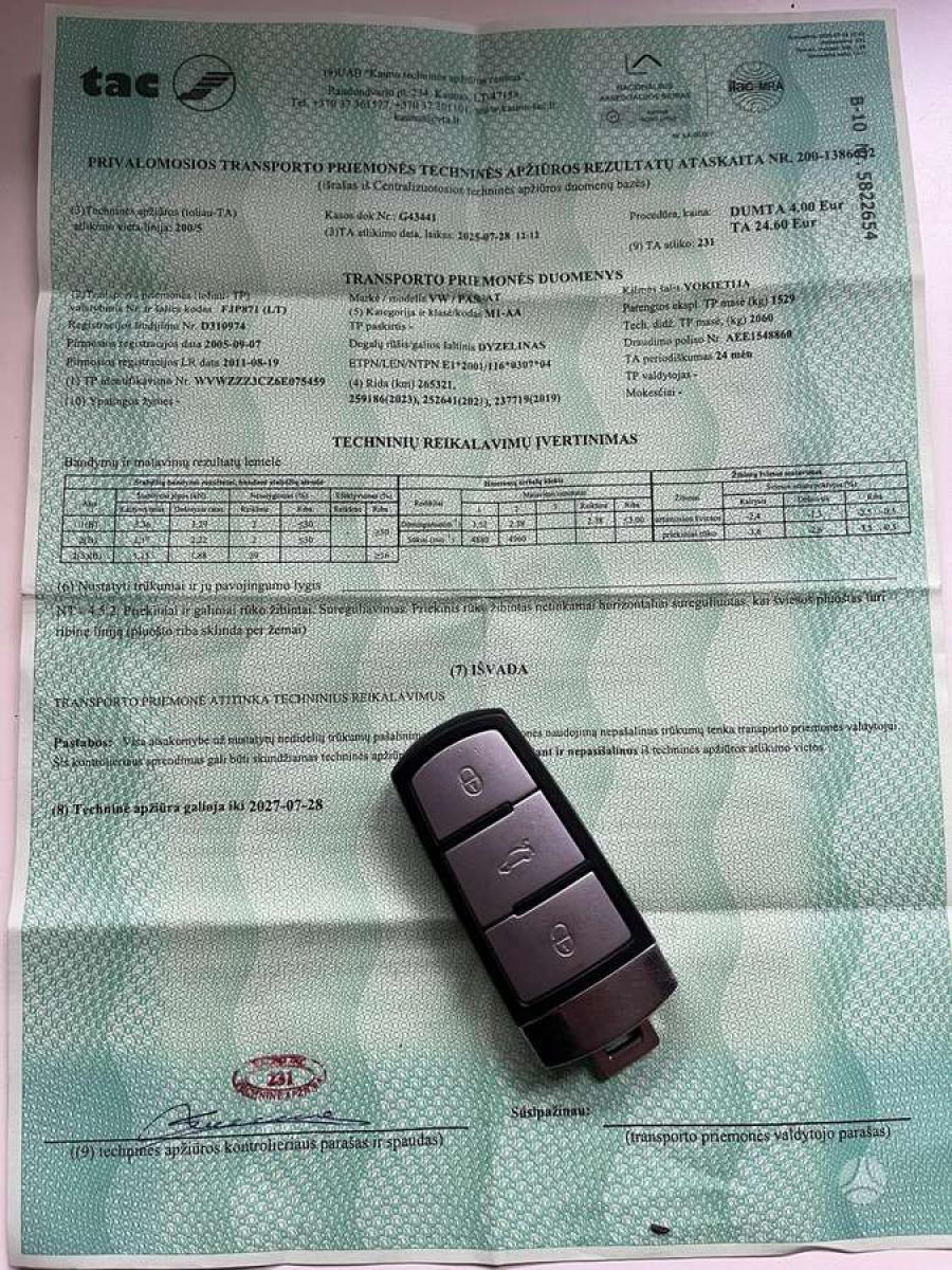 Черный Фольксваген Пассат 2005 в Каунас, объемом двигателя 1.97 л и пробегом 265 тыс. км за 1149 €, фото 26 на AUTOMOTO.COM.LV