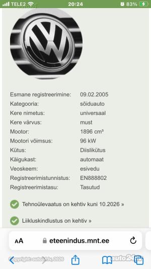 Черный Фольксваген Пассат 2005 в Тарту, объемом двигателя 1.90 л и пробегом 0 тыс. км за 1700 €, фото 15 на AUTOMOTO.COM.LV