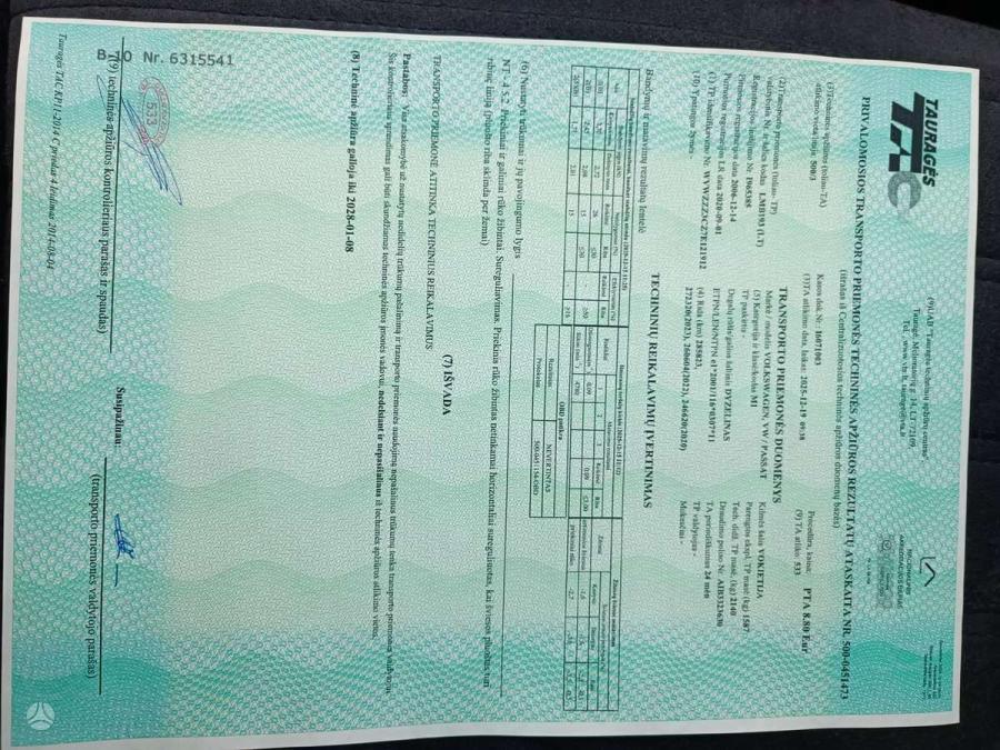 Черный Фольксваген Пассат 2006 в Таураге, объемом двигателя 2.00 л и пробегом 286 тыс. км за 2200 €, фото 16 на AUTOMOTO.COM.LV