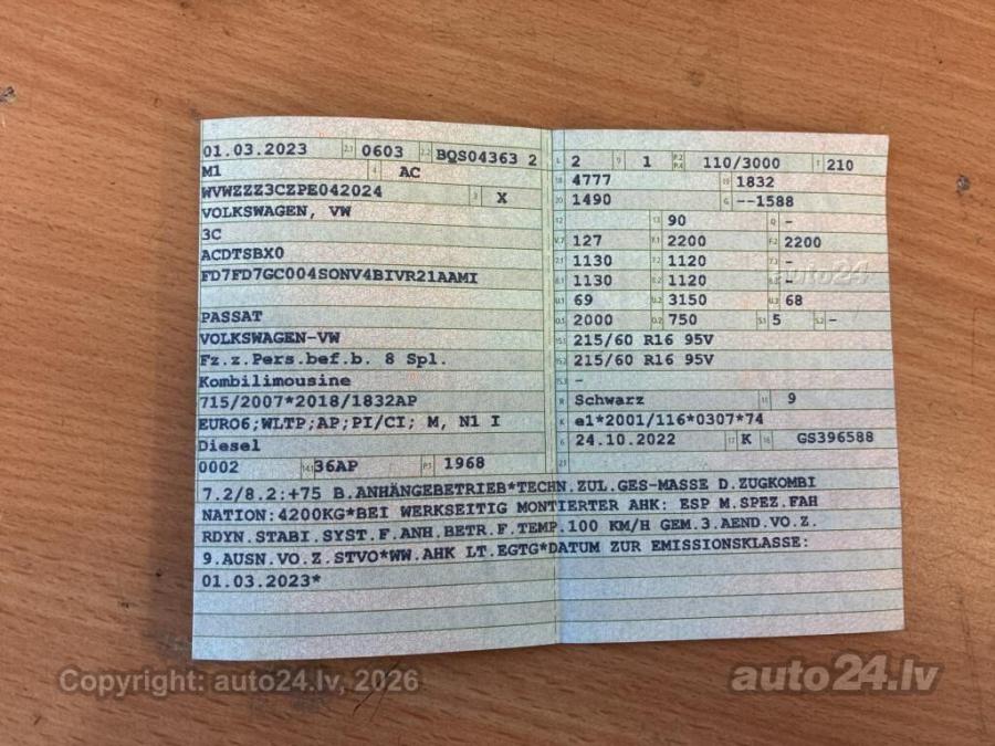 Черный Фольксваген Пассат 2023 в Таллин, объемом двигателя 2.00 л и пробегом 175 тыс. км за 16490 €, фото 23 на AUTOMOTO.COM.LV