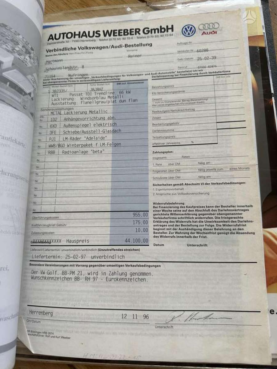 Zils Volkswagen Passat 1997 Viļņa, ar dzinēja tilpumu 1.90 L un nobraukumu 154 tūkst. km par 2750 €, foto 19 vietnē AUTOMOTO.COM.LV