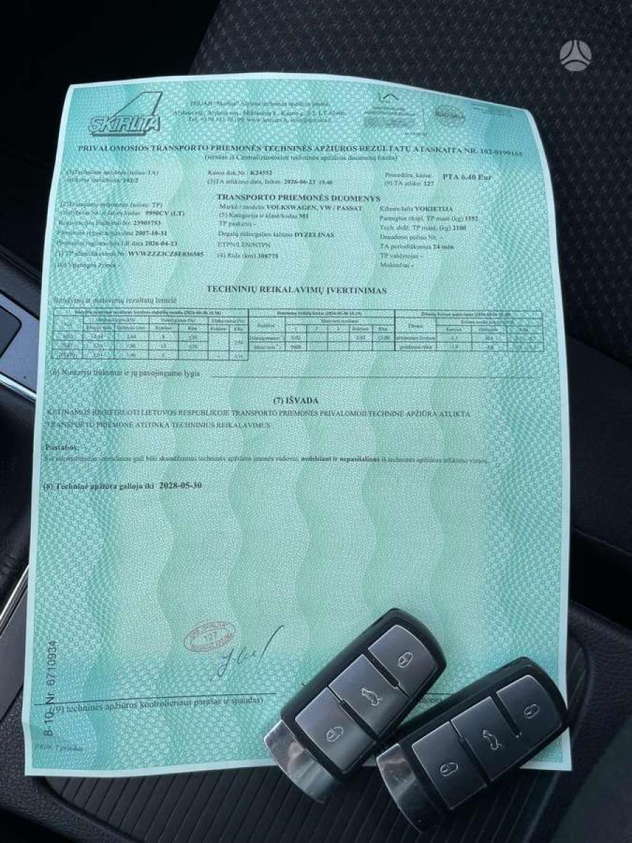 Синий Фольксваген Пассат 2007 в Друскининкай, объемом двигателя 1.90 л и пробегом 308 тыс. км за 2600 €, фото 30 на AUTOMOTO.COM.LV