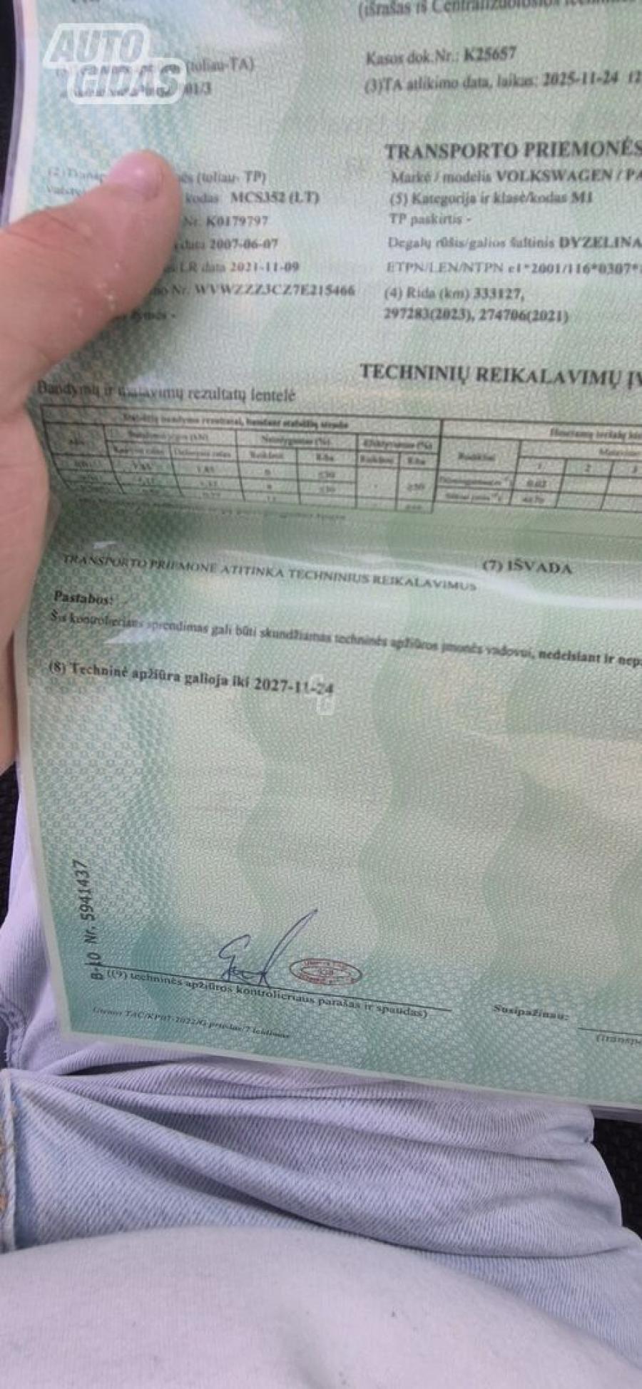 Синий Фольксваген Пассат 2007 в Утена, объемом двигателя 2.00 л и пробегом 350 тыс. км за 1800 €, фото 16 на AUTOMOTO.COM.LV