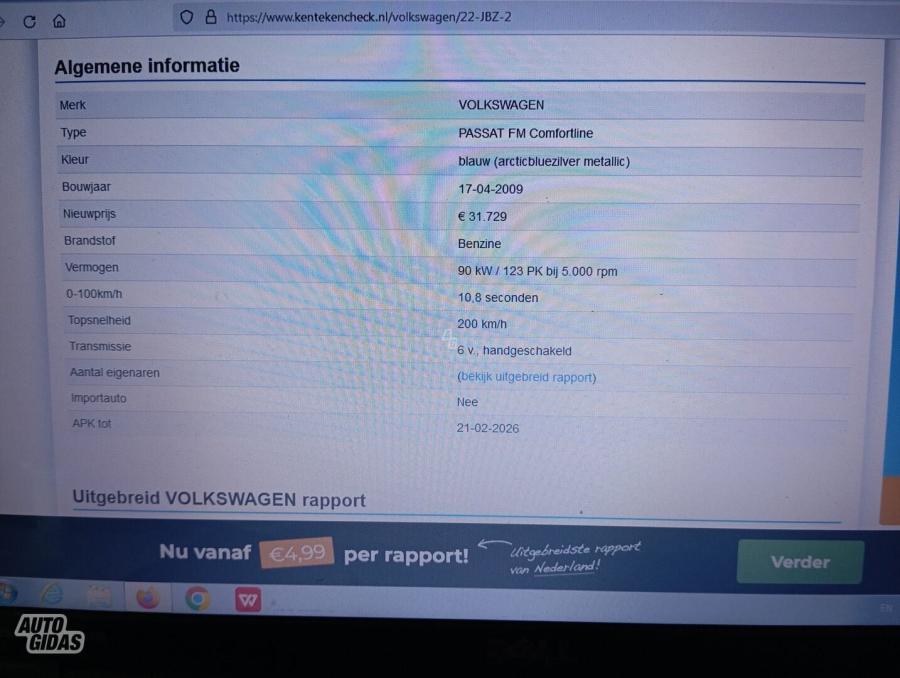 Синий Фольксваген Пассат 2009 в Шакяй, объемом двигателя 1.40 л и пробегом 211 тыс. км за 2600 €, фото 20 на AUTOMOTO.COM.LV