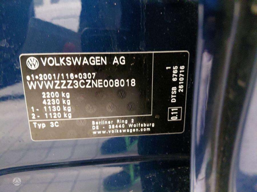 Blue Volkswagen Passat 2021 in Vilnius, with an engine capacity of 1.97 L and mileage of 180 thousand km for 14999 €, photo 6 on AUTOMOTO.COM.LV