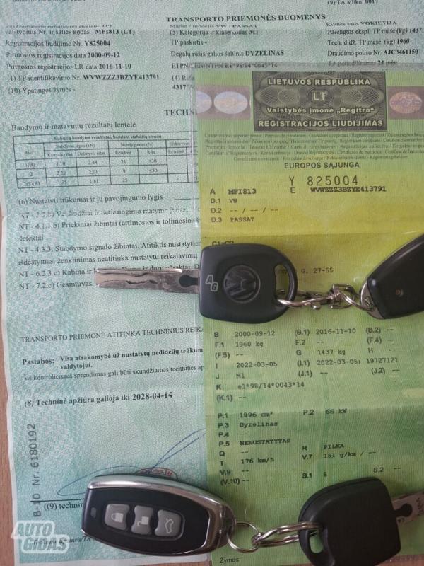 Серый Фольксваген Пассат 2000 в Электренай, объемом двигателя 1.90 л и пробегом 455 тыс. км за 930 €, фото 2 на AUTOMOTO.COM.LV