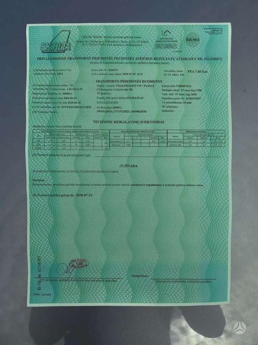 Pelēks Volkswagen Passat 2004 Viļņa, ar dzinēja tilpumu 1.90 L un nobraukumu 310 tūkst. km par 999 €, foto 21 vietnē AUTOMOTO.COM.LV