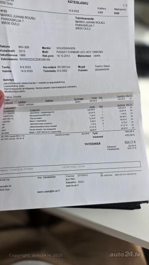 Pelēks Volkswagen Passat 2012 Tartu, ar dzinēja tilpumu 2.00 L un nobraukumu 419 tūkst. km par 4444 €, foto 18 vietnē AUTOMOTO.COM.LV