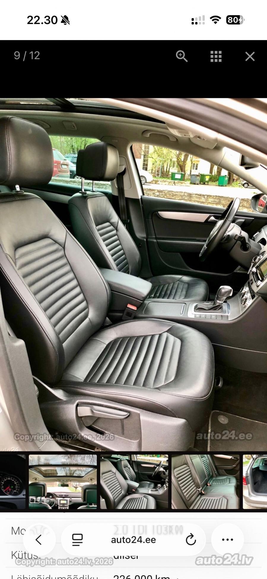 Pelēks Volkswagen Passat 2014 Tallina, ar dzinēja tilpumu 2.00 L un nobraukumu 0 tūkst. km par 5500 €, foto 6 vietnē AUTOMOTO.COM.LV