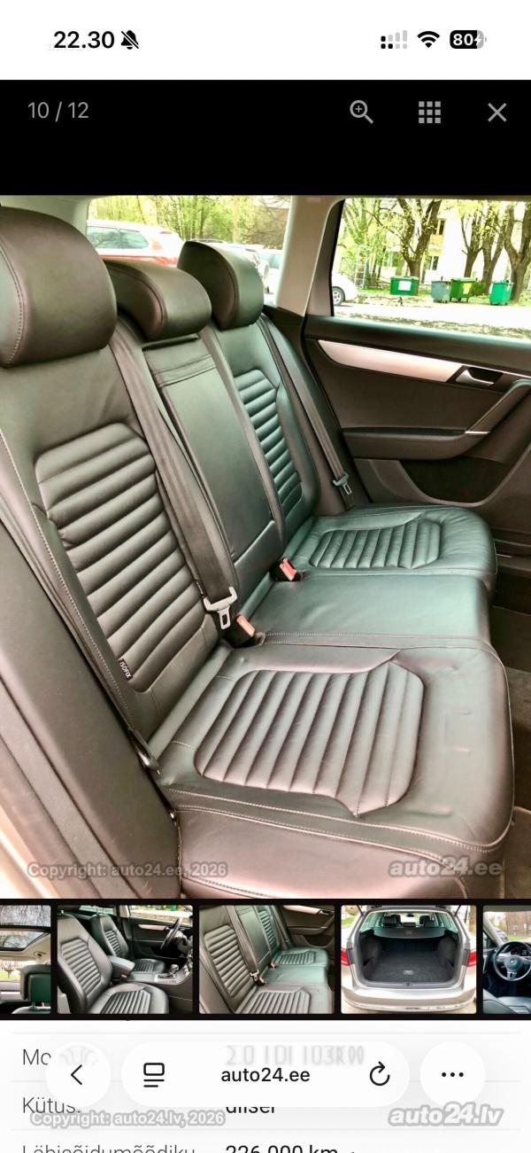 Pelēks Volkswagen Passat 2014 Tallina, ar dzinēja tilpumu 2.00 L un nobraukumu 0 tūkst. km par 5500 €, foto 6 vietnē AUTOMOTO.COM.LV