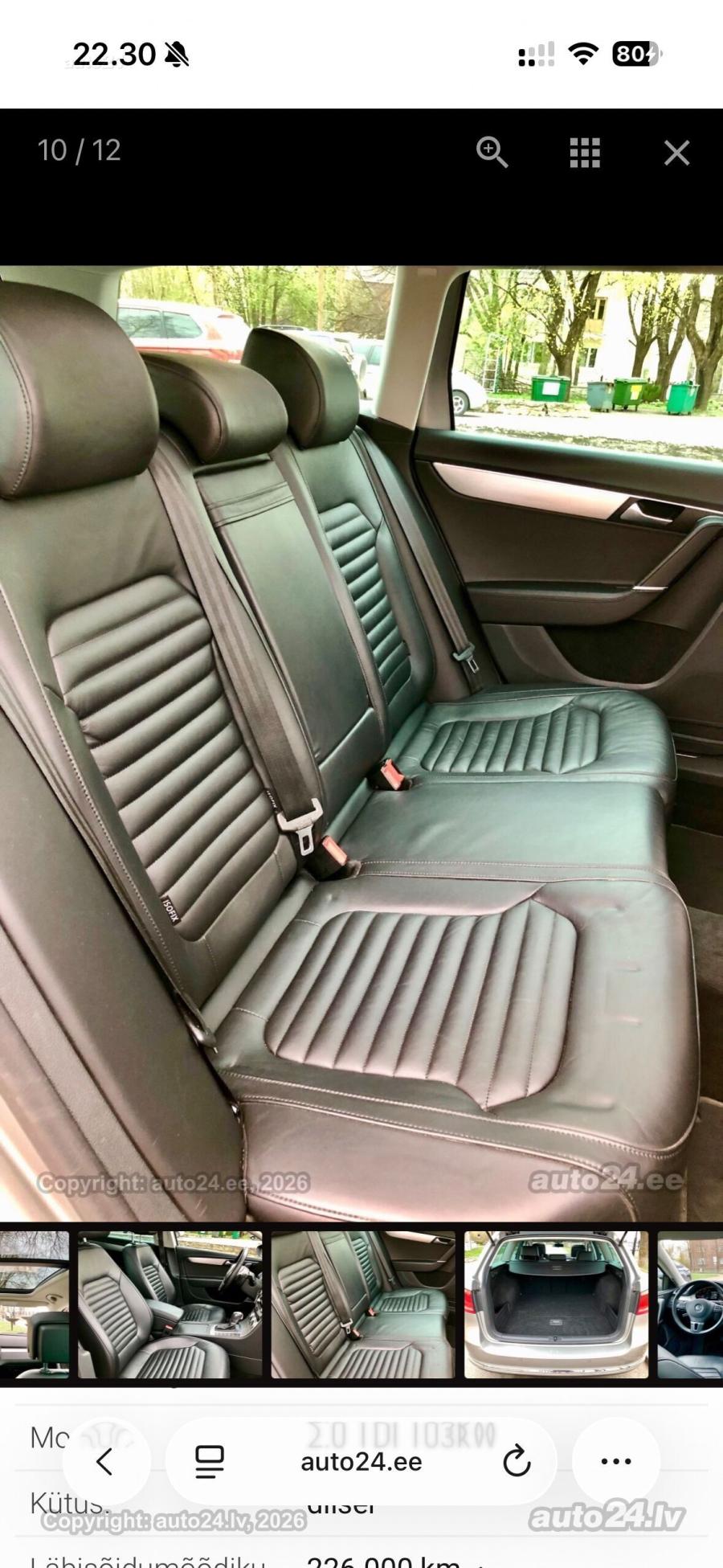 Pelēks Volkswagen Passat 2014 Tallina, ar dzinēja tilpumu 2.00 L un nobraukumu 0 tūkst. km par 5500 €, foto 7 vietnē AUTOMOTO.COM.LV