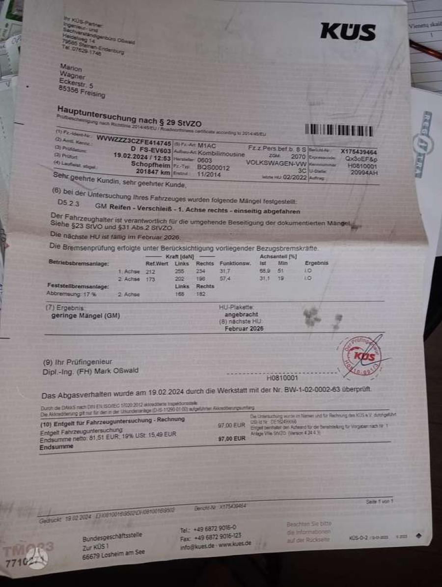 Серый Фольксваген Пассат 2015 в Утена, объемом двигателя 1.97 л и пробегом 205 тыс. км за 7990 €, фото 30 на AUTOMOTO.COM.LV