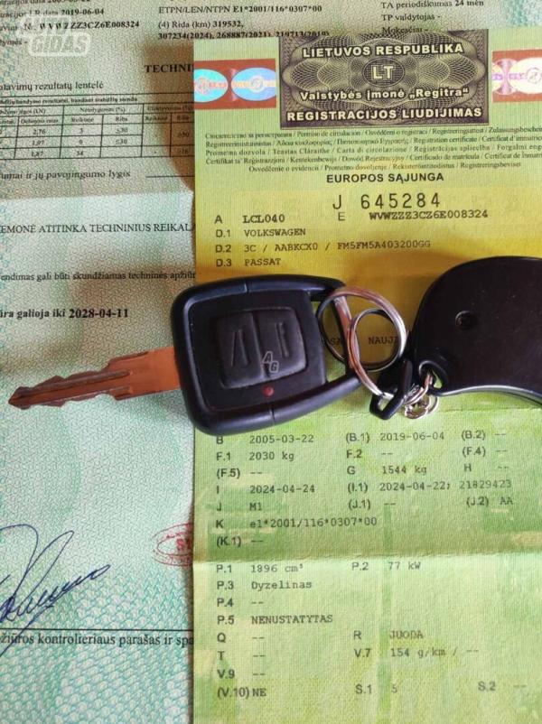 Фольксваген Пассат 2005 в Блюджяй, объемом двигателя 1.90 л и пробегом 320 тыс. км за 1930 €, фото 3 на AUTOMOTO.COM.LV
