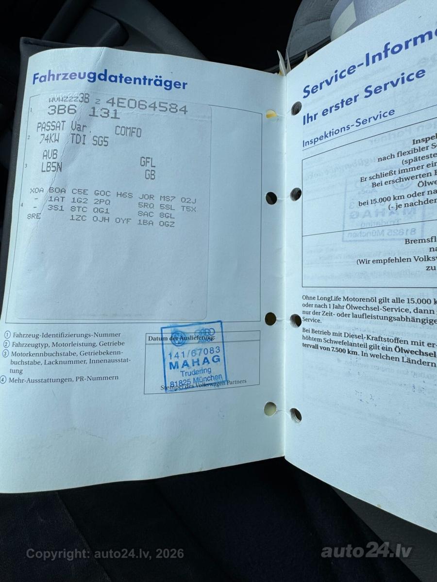 Volkswagen Passat 2003 Viljandi, ar dzinēja tilpumu 1.90 L un nobraukumu 241 tūkst. km par 3699 €, foto 28 vietnē AUTOMOTO.COM.LV