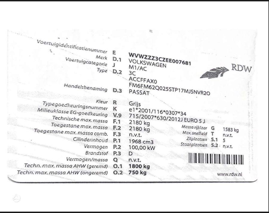 Фольксваген Пассат 2013 в Каунас, объемом двигателя 1.97 л и пробегом 240 тыс. км за 6300 €, фото 25 на AUTOMOTO.COM.LV