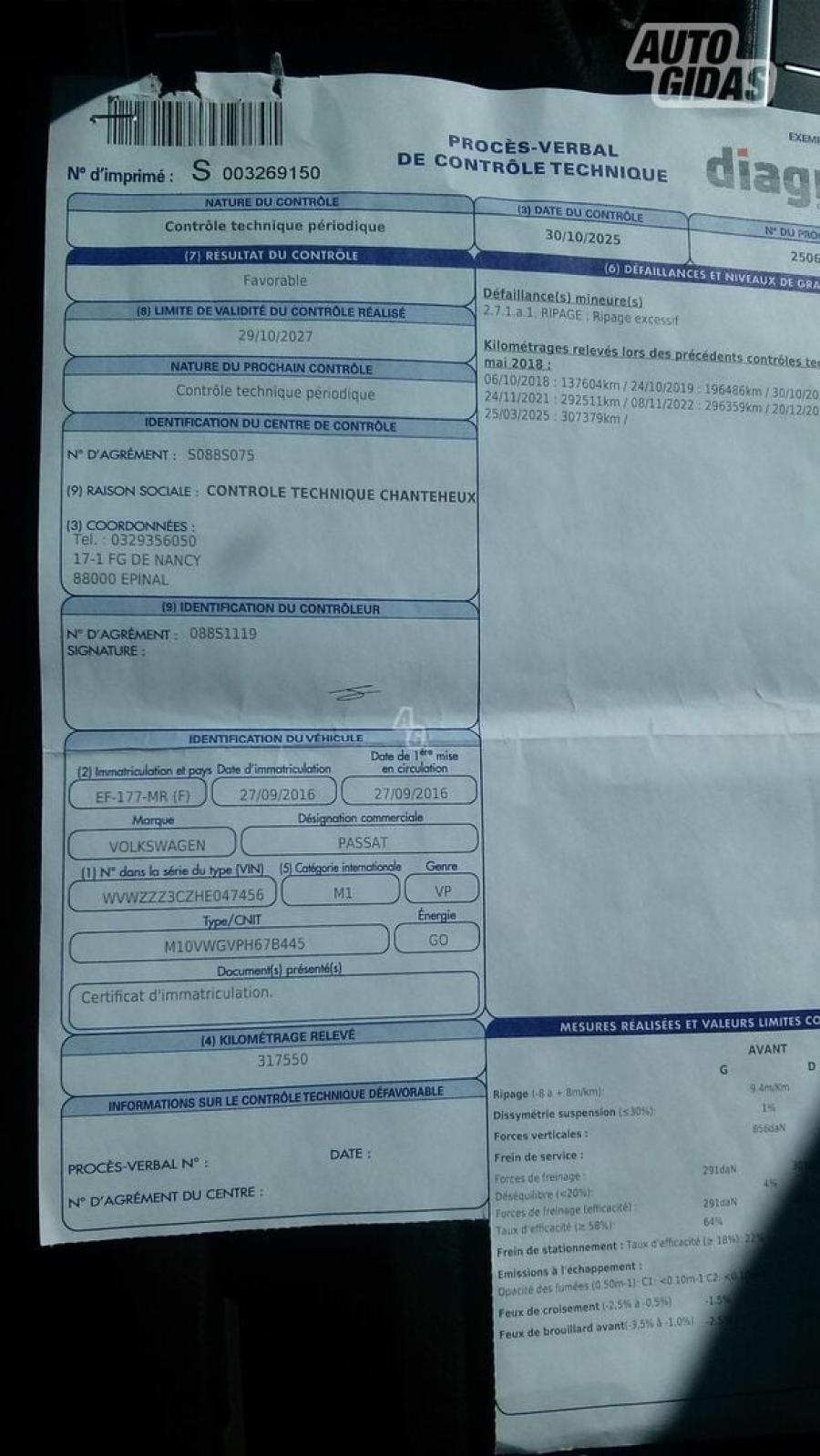 Фольксваген Пассат 2016 в Таураге, объемом двигателя 1.60 л и пробегом 316 тыс. км за 6950 €, фото 18 на AUTOMOTO.COM.LV