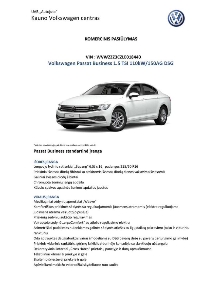 Balts Volkswagen Passat 2020 Viļņa, ar dzinēja tilpumu 1.50 L un nobraukumu 104 tūkst. km par 17200 €, foto 11 vietnē AUTOMOTO.COM.LV