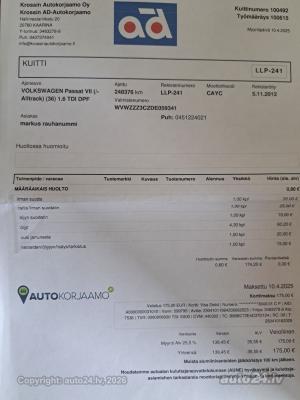 Белый Фольксваген Пассат 2012 в Тарту, объемом двигателя 1.60 л и пробегом 258 тыс. км за 6990 €, фото 14 на AUTOMOTO.COM.LV