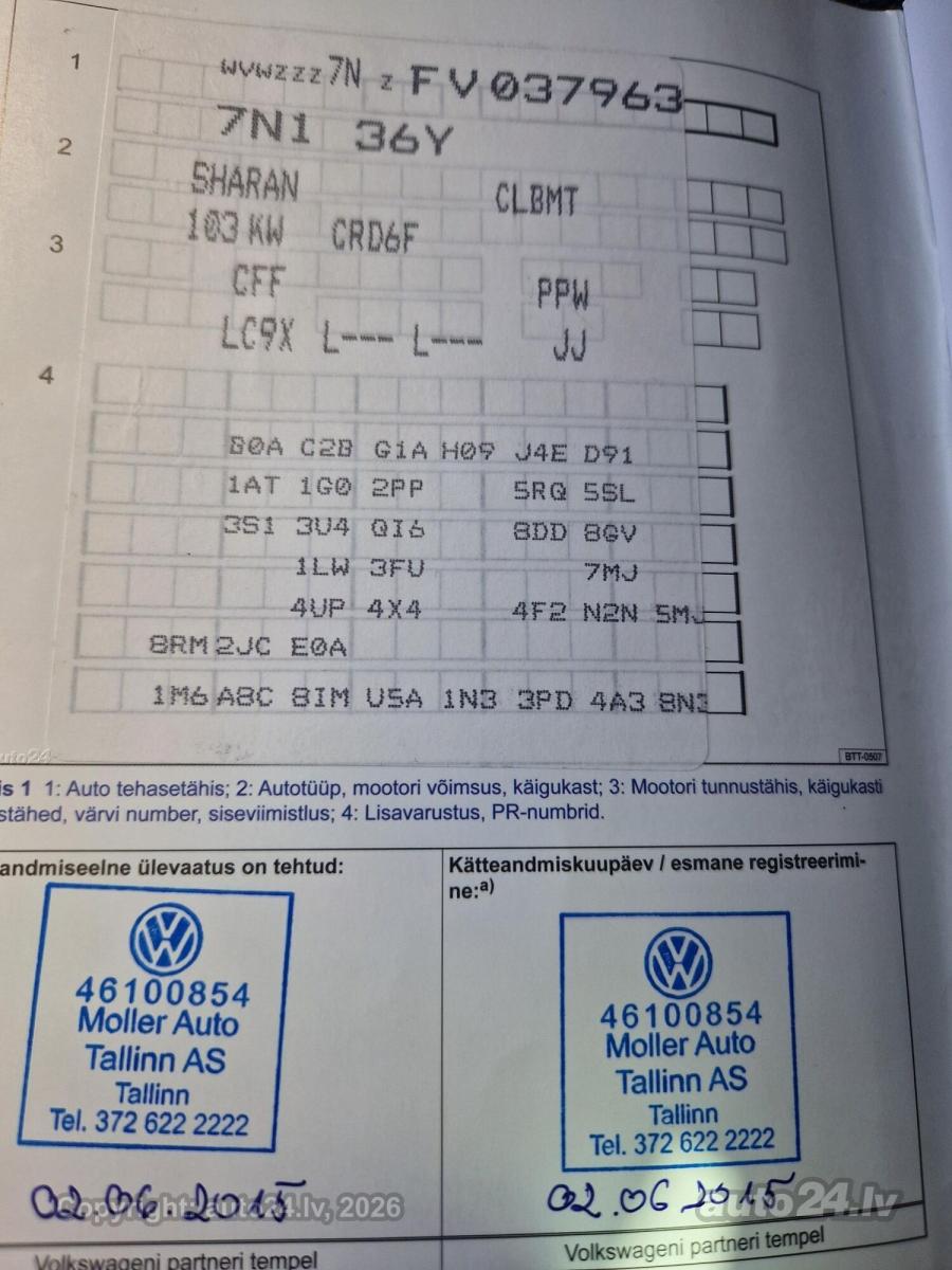 Melns Volkswagen Sharan 2015 Tallina, ar dzinēja tilpumu 2.00 L un nobraukumu 290 tūkst. km par 8999 €, foto 16 vietnē AUTOMOTO.COM.LV
