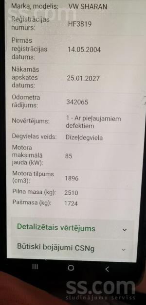 Синий Фольксваген Шаран 2004 в Даугавпилс, объемом двигателя 1.90 л и пробегом 340 тыс. км за 1550 €, фото 29 на AUTOMOTO.COM.LV