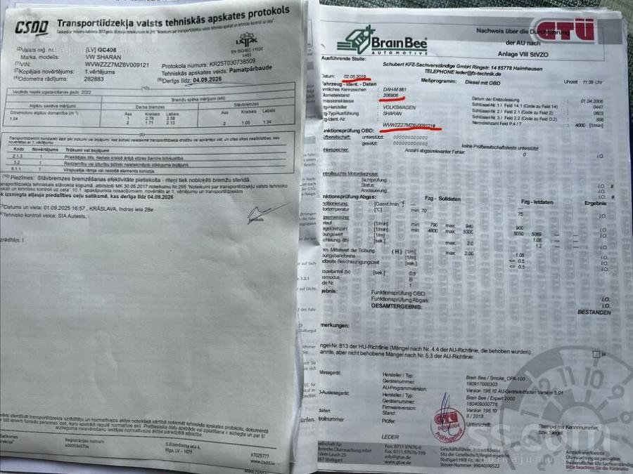 Синий Фольксваген Шаран 2006 в Краслава, объемом двигателя 1.90 л и пробегом 294 тыс. км за 3500 €, фото 19 на AUTOMOTO.COM.LV