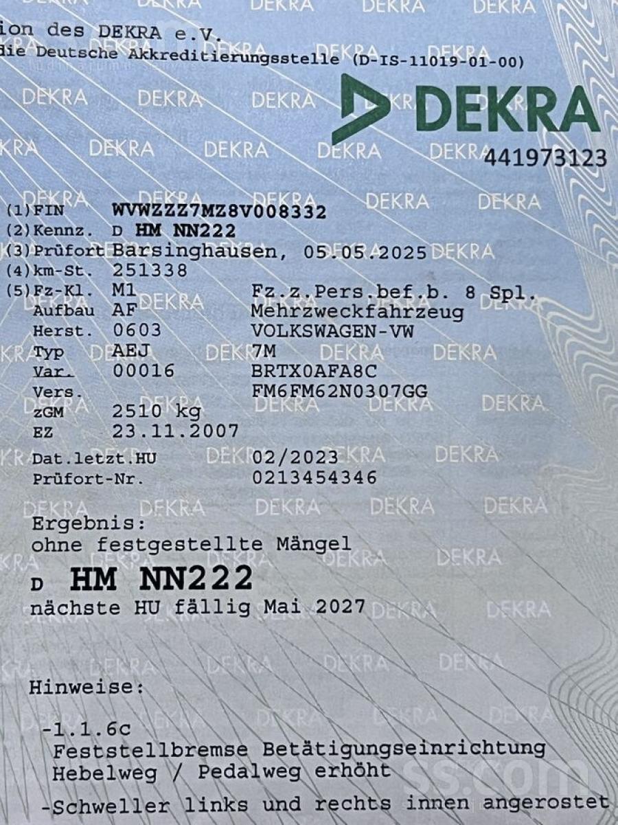 Синий Фольксваген Шаран 2007 в Даугавпилс, объемом двигателя 2.00 л и пробегом 259 тыс. км за 3499 €, фото 30 на AUTOMOTO.COM.LV