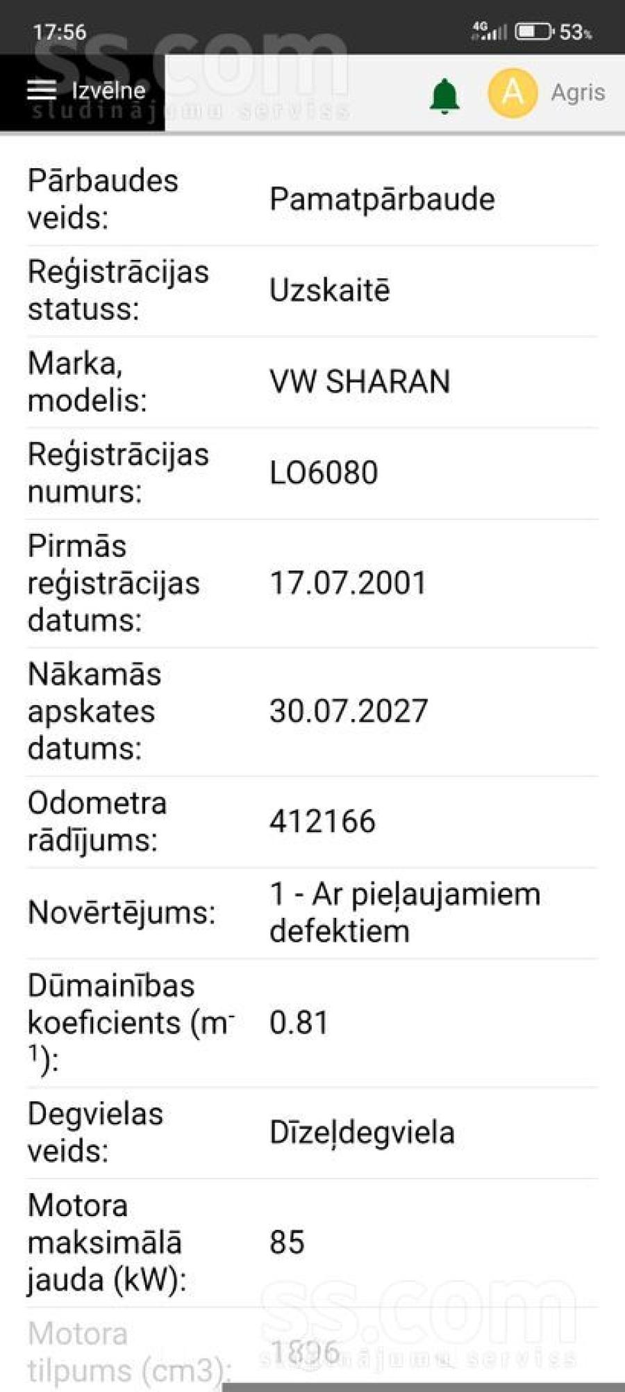Pelēks Volkswagen Sharan 2001 Dobele, ar dzinēja tilpumu 1.90 L un nobraukumu 411 tūkst. km par 1965 €, foto 9 vietnē AUTOMOTO.COM.LV