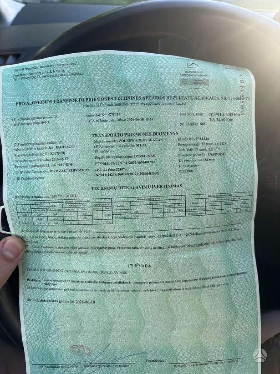 Серый Фольксваген Шаран 2011 в Паневежис, объемом двигателя 1.97 л и пробегом 273 тыс. км за 6500 €, фото 4 на AUTOMOTO.COM.LV