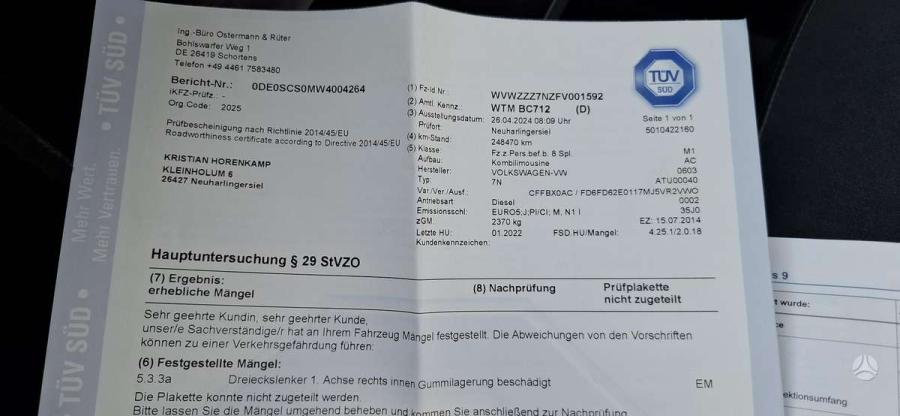 Grey Volkswagen Sharan 2014 in Marijampole, with an engine capacity of 1.97 L and mileage of 279 thousand km for 8700 €, photo 23 on AUTOMOTO.COM.LV
