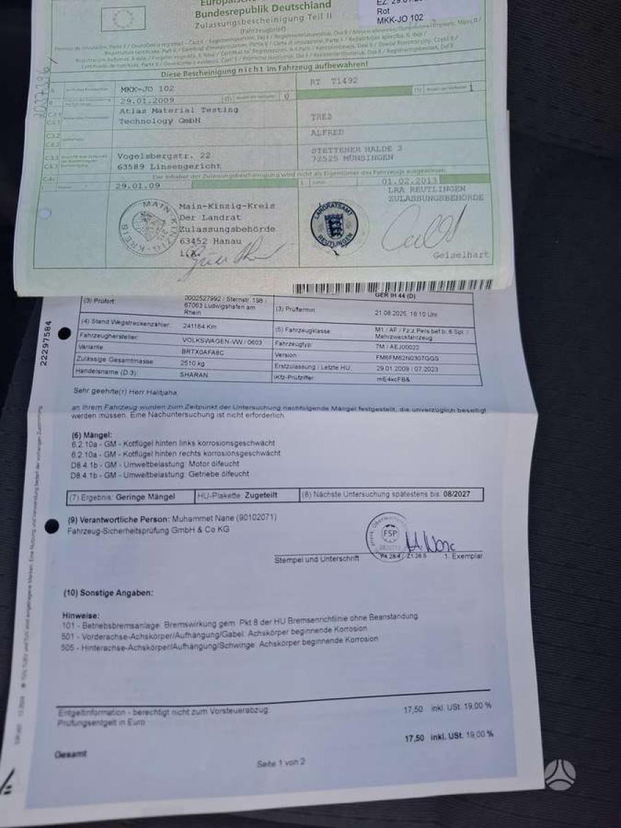 Красный Фольксваген Шаран 2009 в Утена, объемом двигателя 1.97 л и пробегом 240 тыс. км за 2750 €, фото 3 на AUTOMOTO.COM.LV